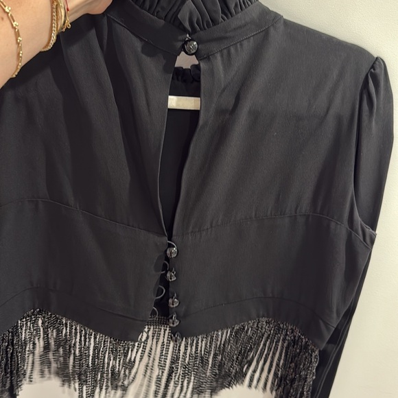 Paco Rabanne | Tops | Paco Rabanne Black Bell Sleeve Crop Top | Poshmark